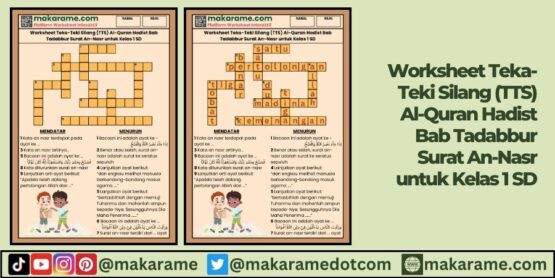 Worksheet Teka-Teki Silang (TTS) Al-Quran Hadist Bab Tadabbur Surat An-Nasr untuk Kelas 1 SD ...